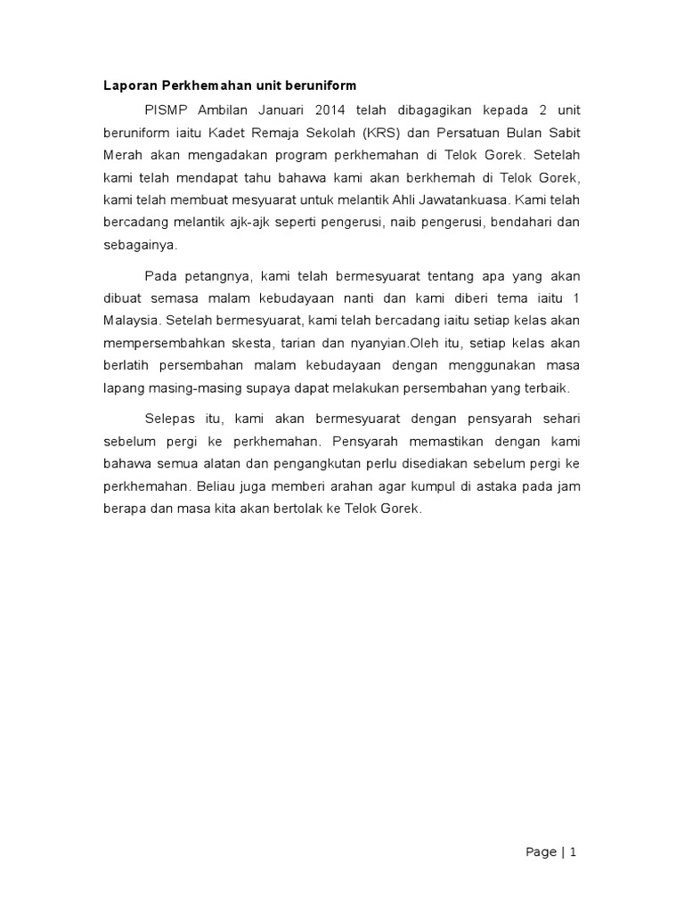 Laporan Perkhemahan Unit Beruniform | PDF