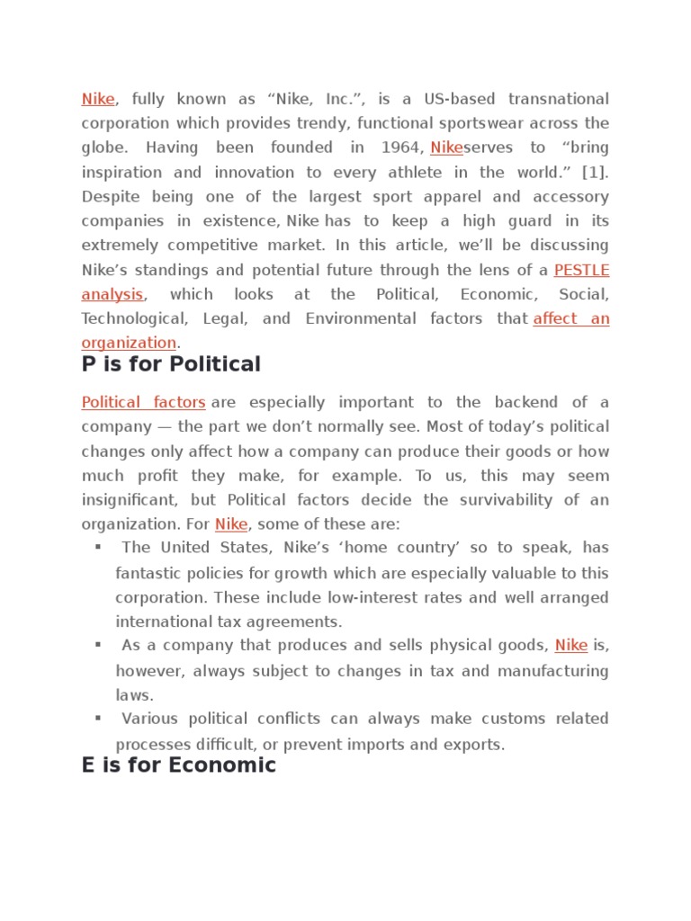 Nike PESTLE | PDF | Nike | Sustainability