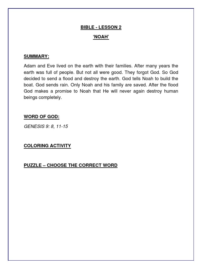 Bible Lesson 2 Noah | PDF
