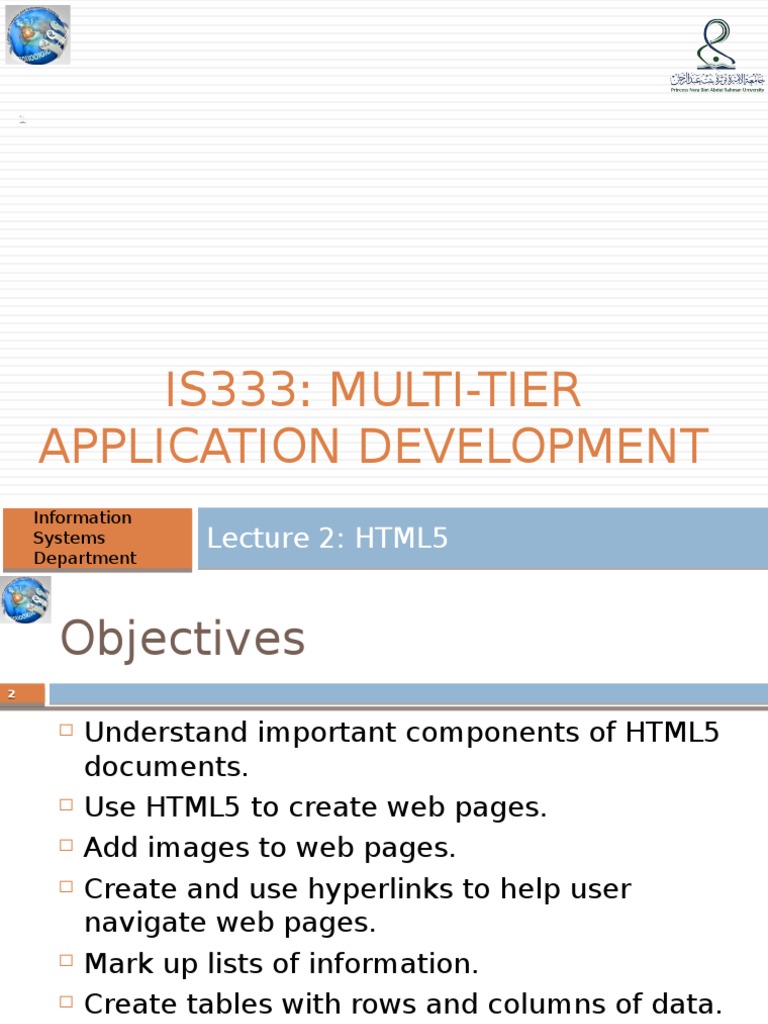 Lec2 - IS333 - HTML5 | PDF | Hyperlink | Html
