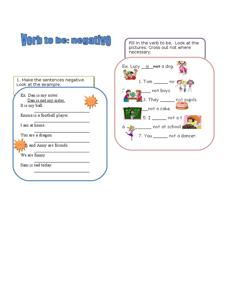 Negative Sentences Practice Worksheet | PDF
