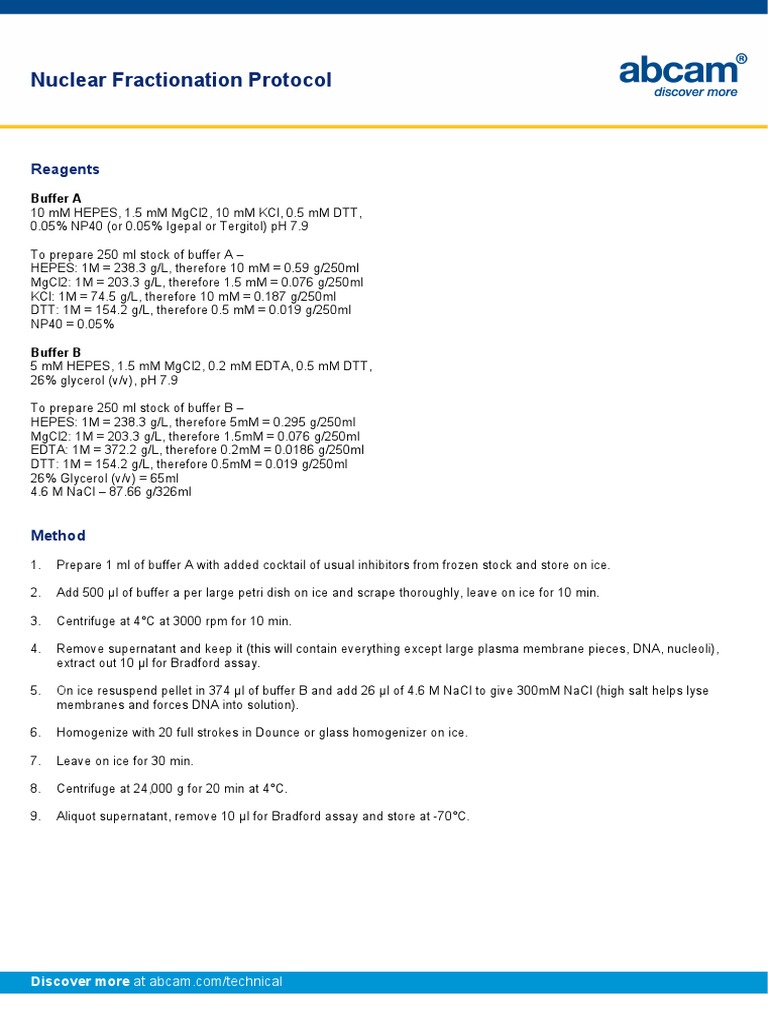 Nuclear Fractionation Protocol Guide | PDF | Science & Mathematics ...