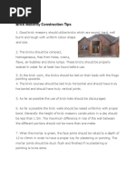 Method Statment - Flyash Brickwork | PDF | Mortar (Masonry) | Brick