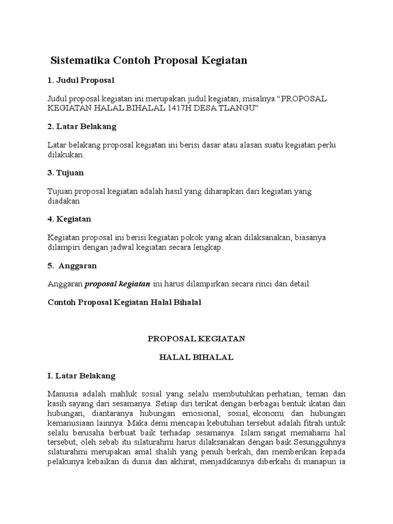 Sistematika Contoh Proposal Kegiatan | PDF | Ilmu Sosial