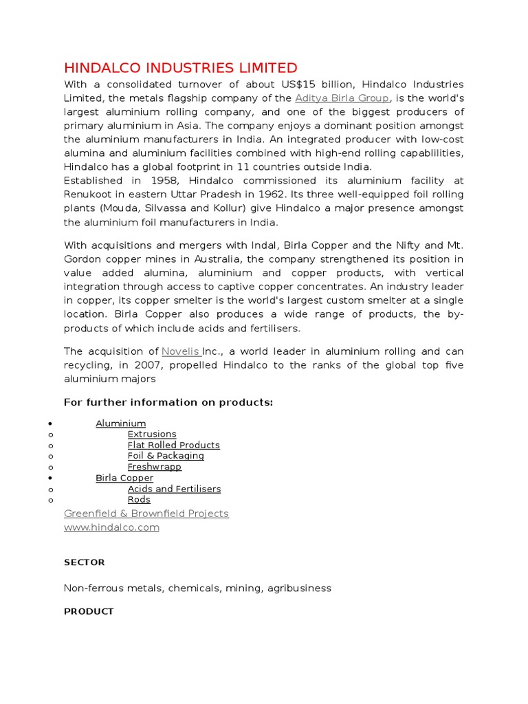 Hindalco: Global Leader in Aluminium and Copper | PDF | Industries | Retail