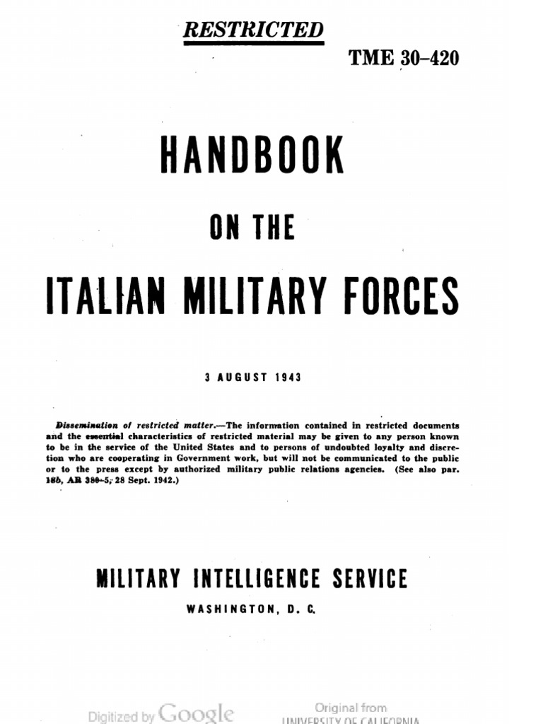 Handbook On The Italian Military Forces | PDF | Company (Military Unit ...