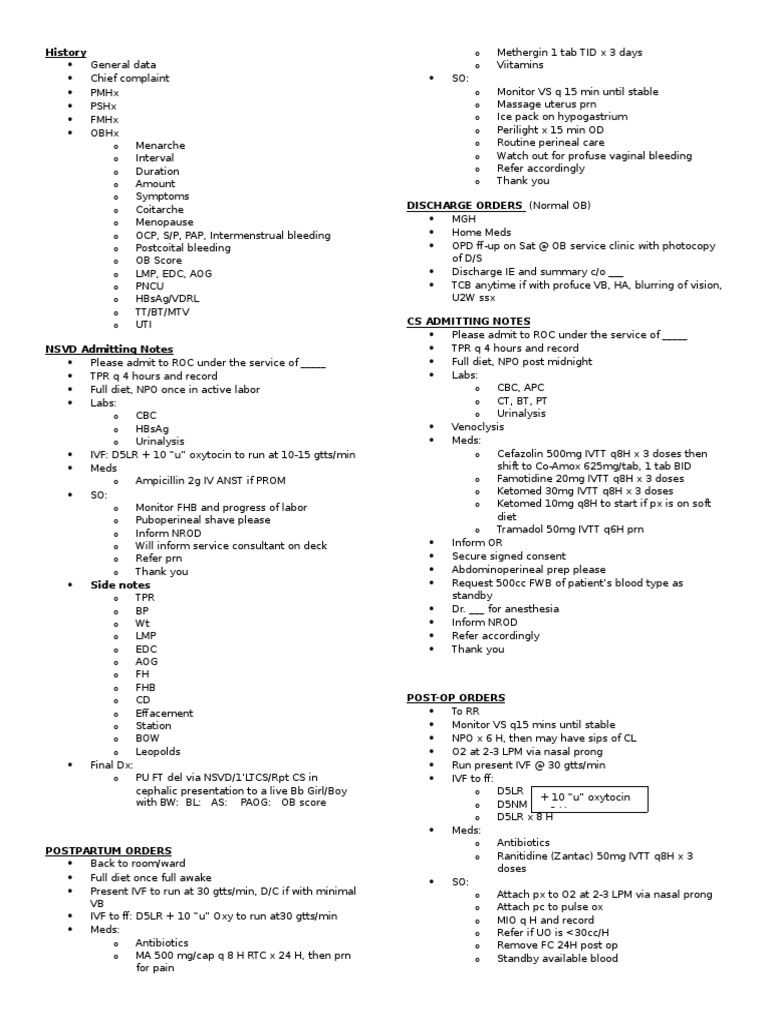 OB Notes | PDF | Childbirth | Placenta