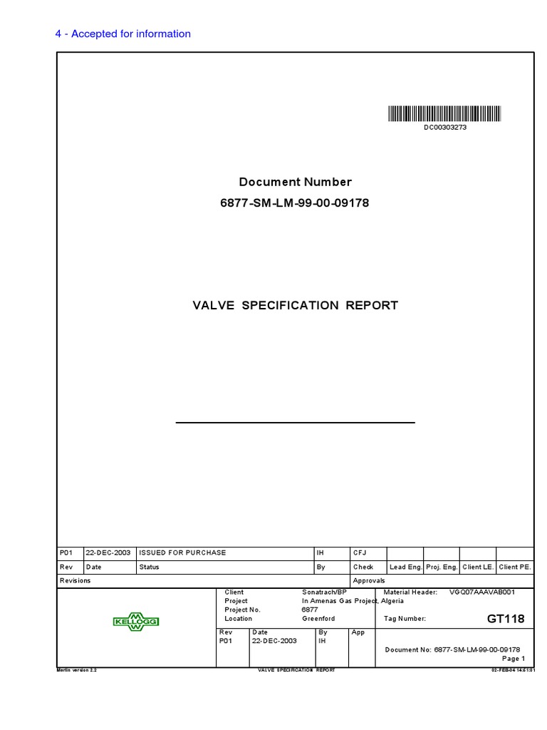 6877-SM-LM-99-00-09178 Document Number: 4 - Accepted For Information ...