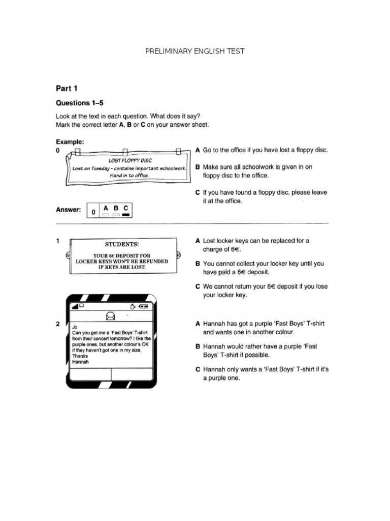 Cambridge PET Sample Test 2024 | PDF