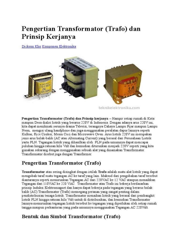 Pengertian Transformator | PDF
