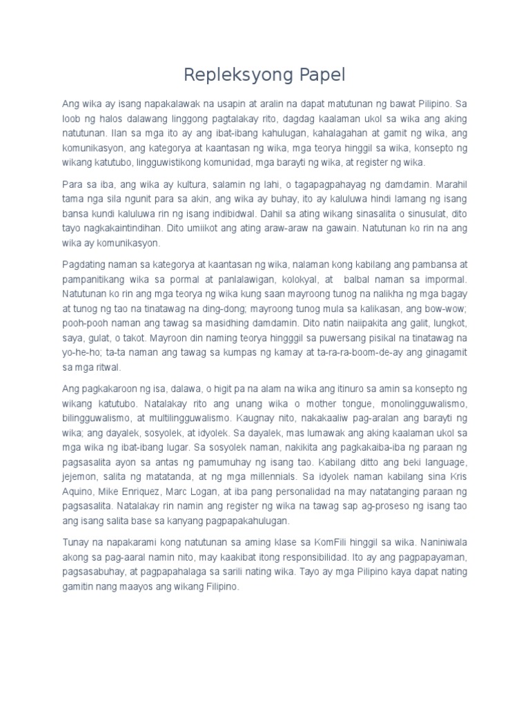 Repleksyong Papel | PDF