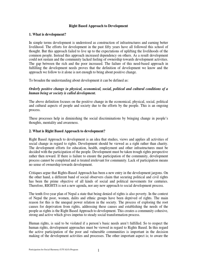 Right Based Approach and Development | PDF | Social Exclusion | Poverty