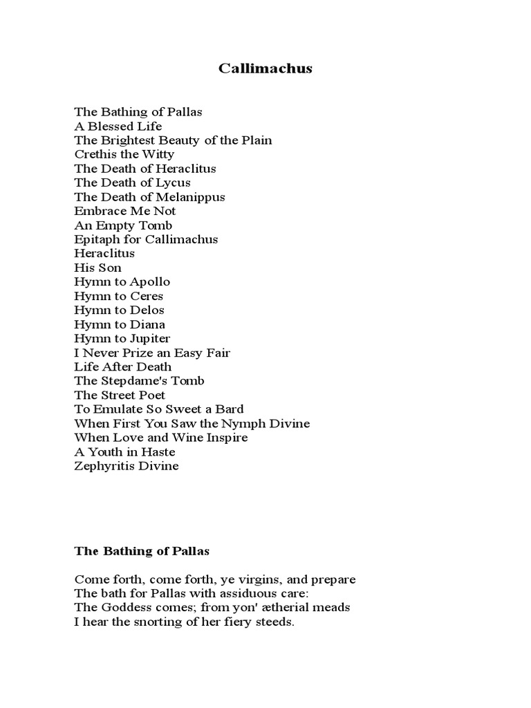 Callimachus | PDF | Apollo | Nature