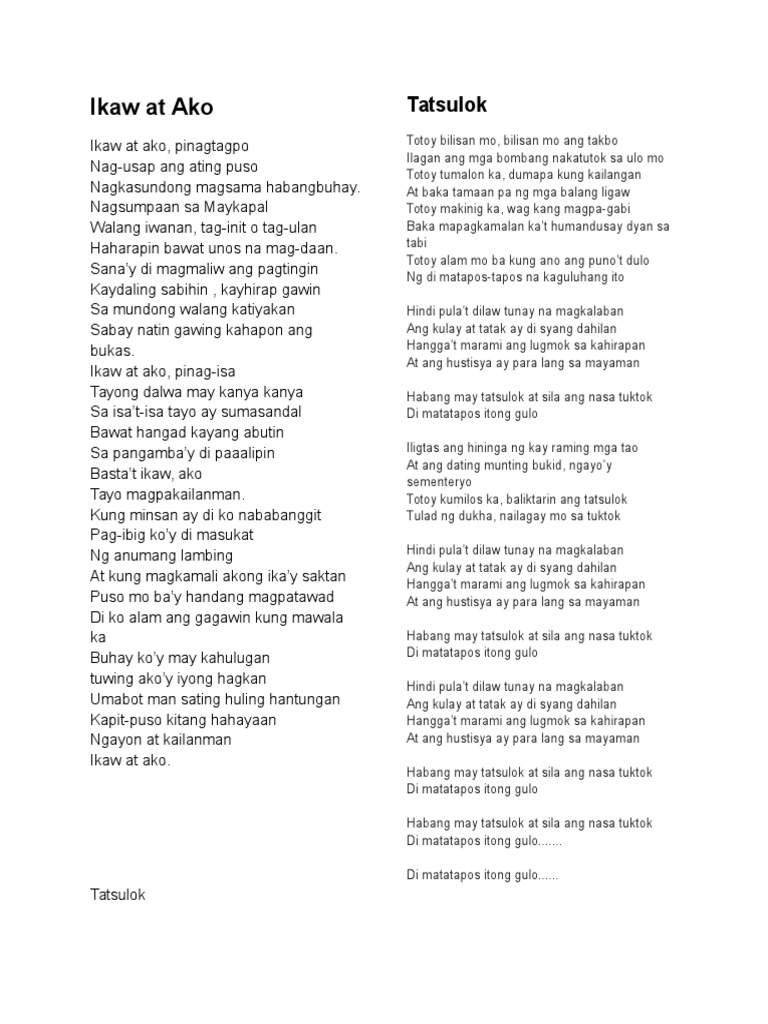 Ikaw at Ako Lyrics | PDF
