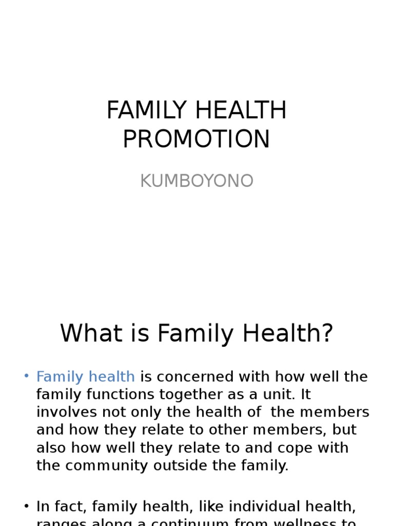 Family Health Promotion | PDF | Family | Health Promotion