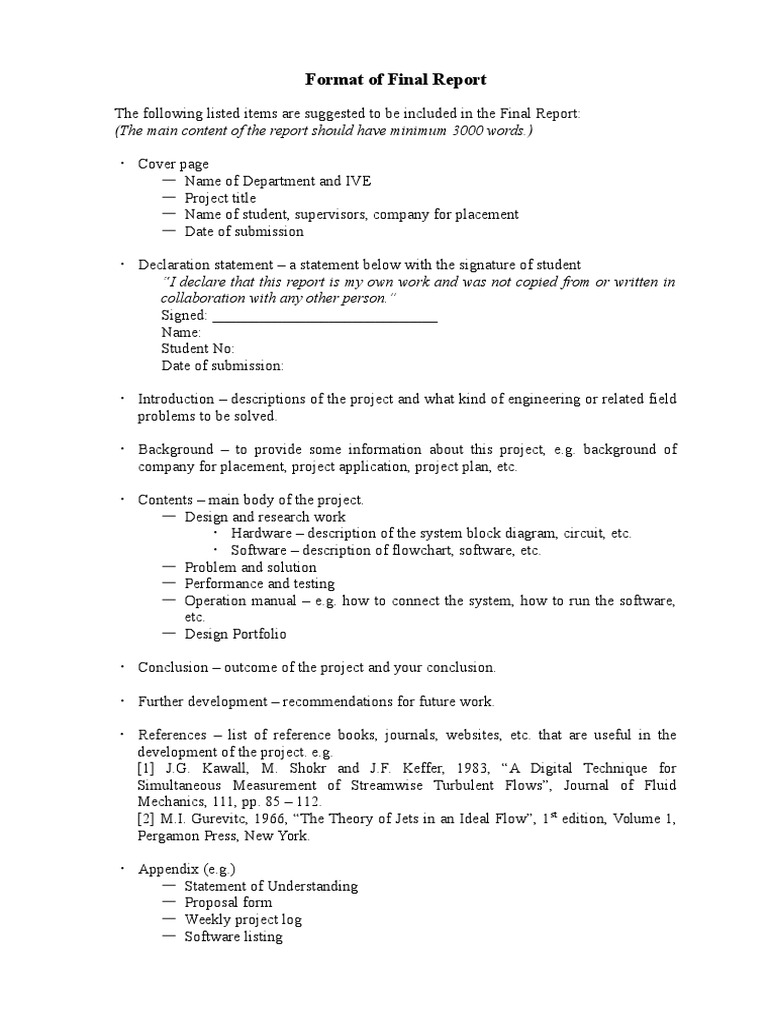 Final Report Format Guidelines | PDF | Engineering | Computing