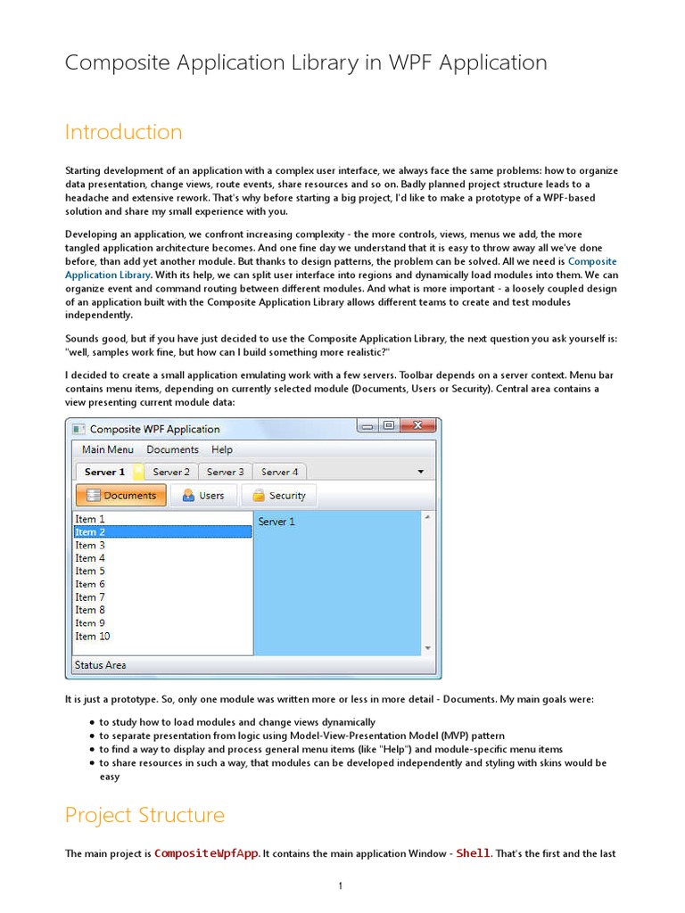Composite Application Library in WPF Application - CodeProject | PDF | Extensible Application ...