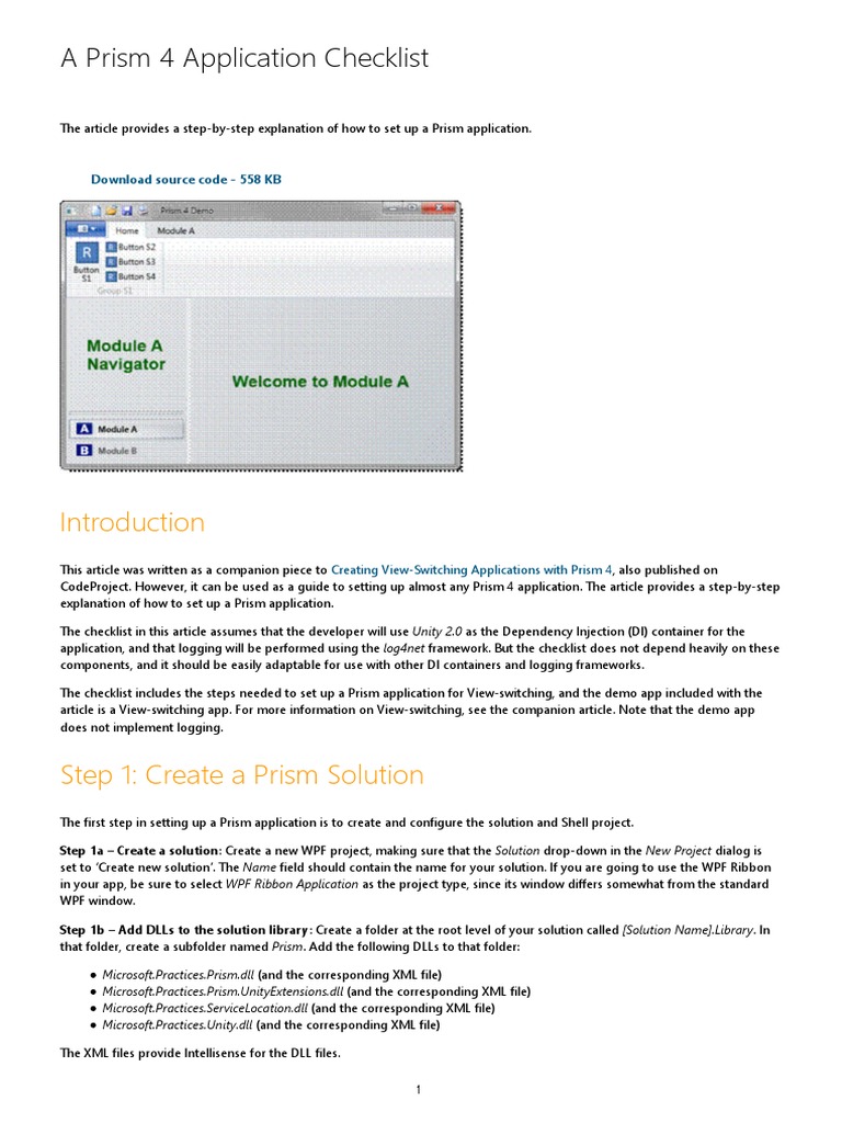 Prism 4 Application Checklist | PDF | Extensible Application Markup ...