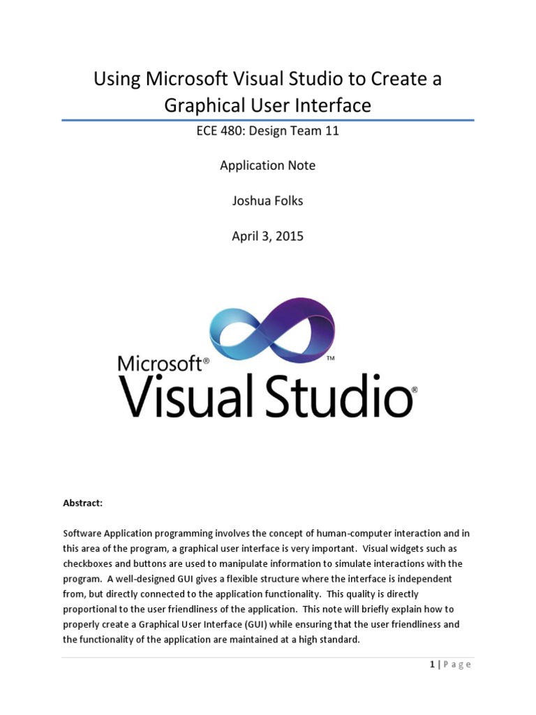 Using Microsoft Visual Studio To Create A Graphical User Interface ...