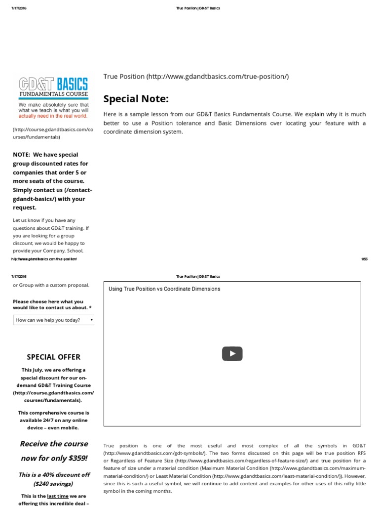 True Position - GD&T Basics | PDF | Engineering Tolerance | Geometry