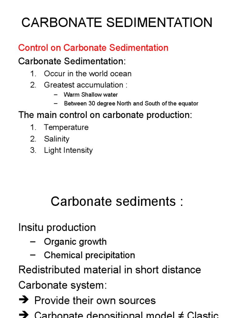 Controls on Carbonate Sedimentation: A Comprehensive Review of the Main ...