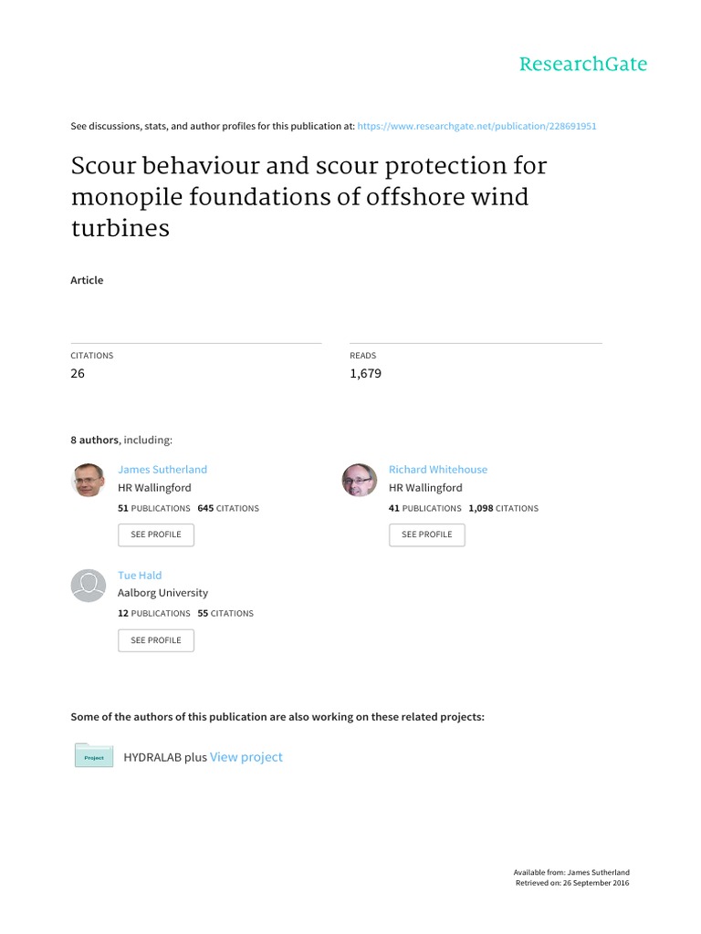 Offshore Wind Turbine Scour Study | PDF | Deep Foundation | Sediment