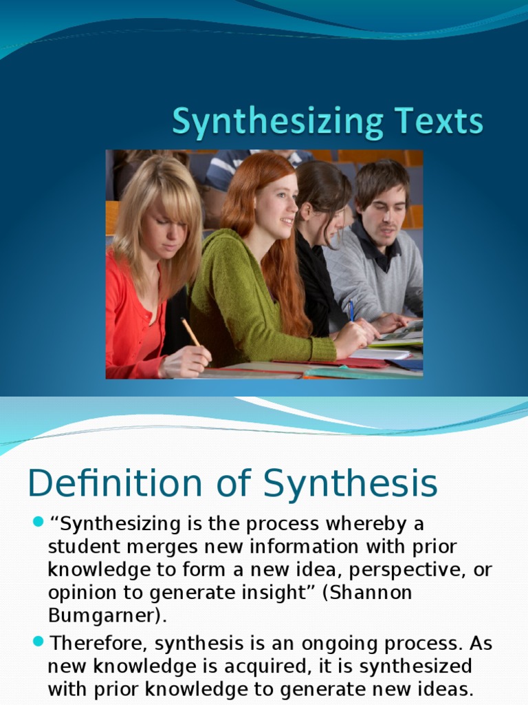 Synthesizing Texts | PDF | Knowledge | Communication