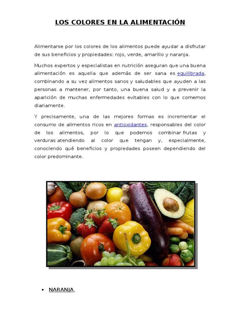 Color de Los Alimentos | PDF | Antioxidante | Alimentos