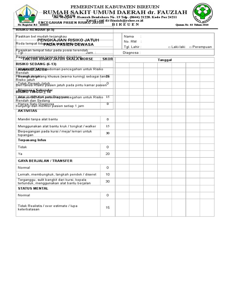 Form Skala Morse Fall | PDF