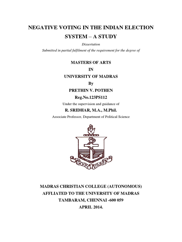 Negative Voting in The Indian Election System - A Study | PDF ...