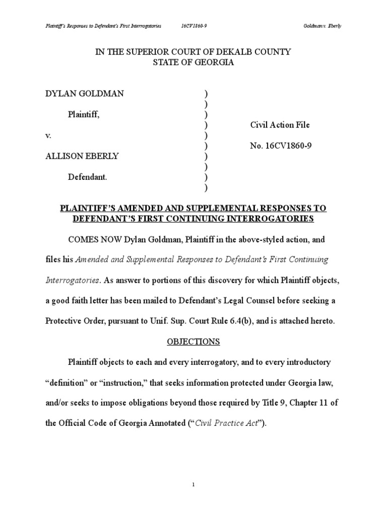 Plaintiff's Interrogatory Responses in GA Case | PDF | Politics