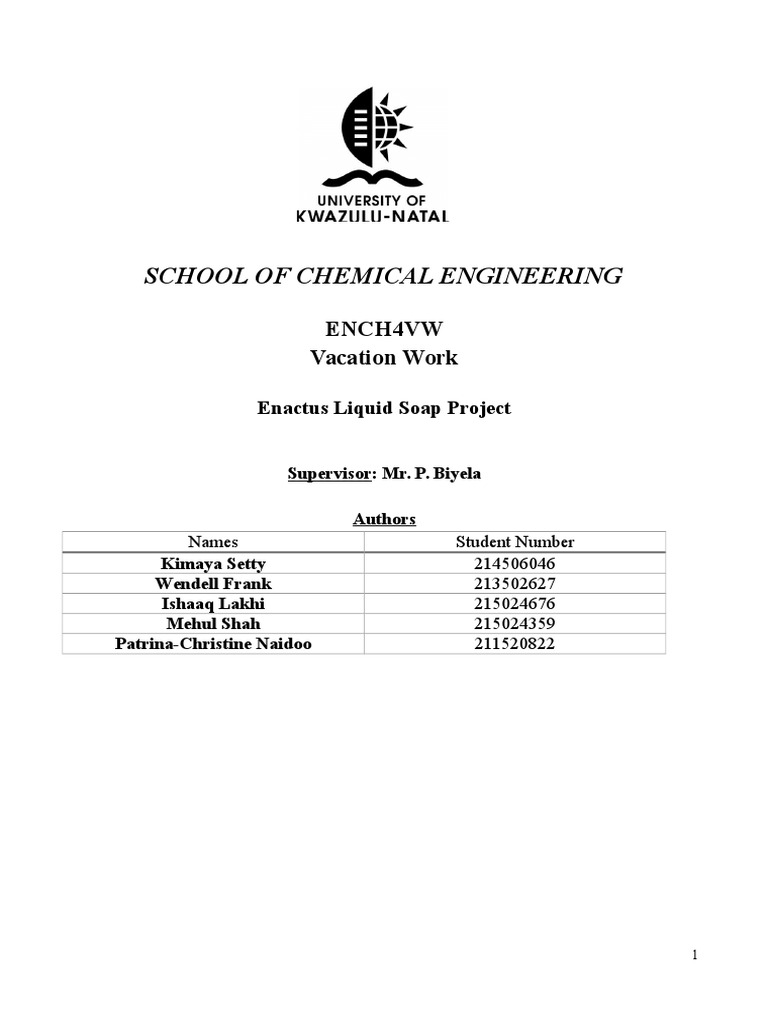 Enactus Liquid Soap Project | PDF | Viscosity | Soap
