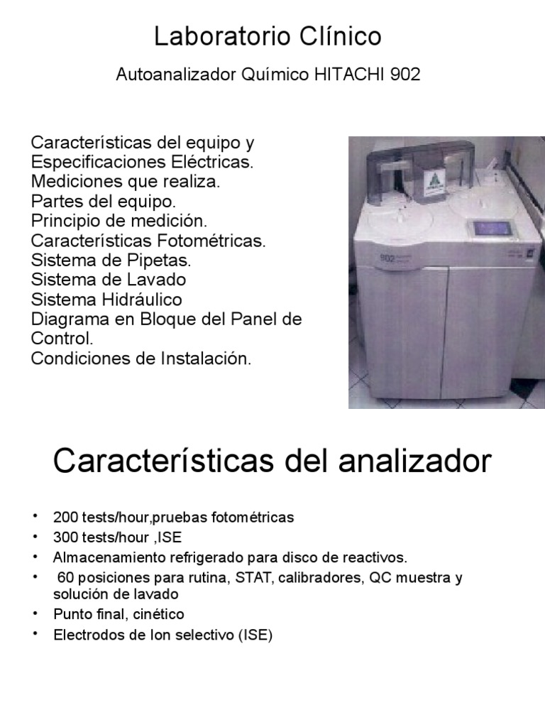 Laboratorio Clínico (Autoanalizador Químico HITACHI 902) | PDF | Ligero ...