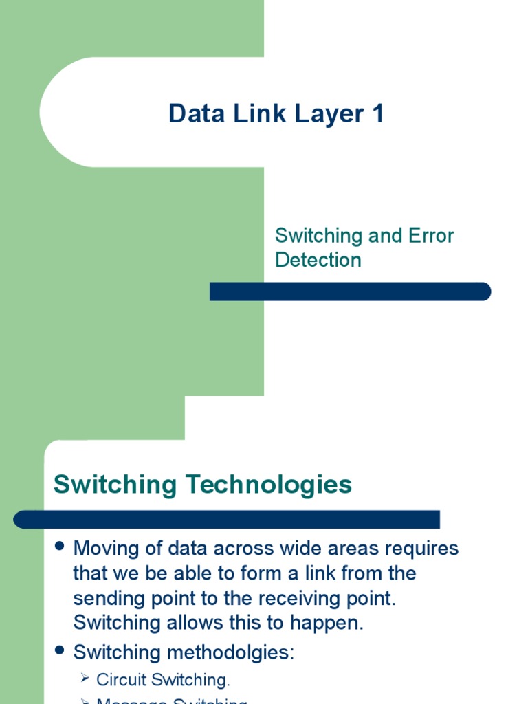 Data Link Layer: Switching & Error Detection | PDF