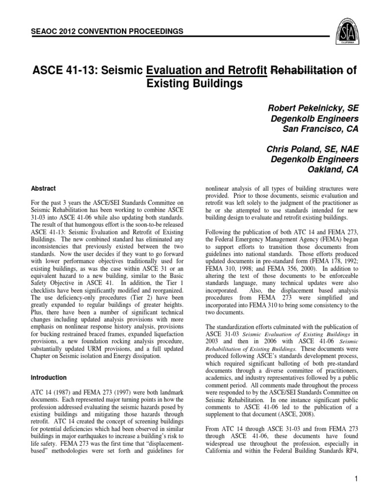 Asce 41 13 PDF | PDF | Southern California | Emergency Management