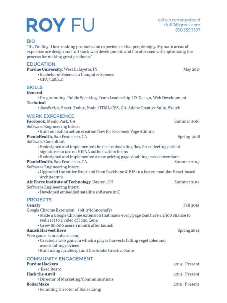 Roy Fu Resume | PDF