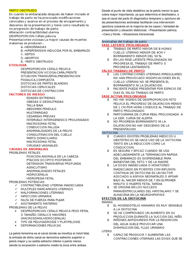 Causas y Manejo del Parto Obstruido | PDF | Parto | Vagina