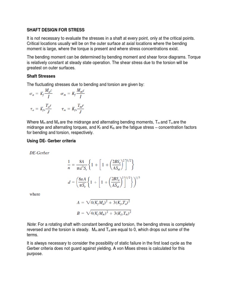 Shaft Design For Stress PDF | PDF | Bending | Strength Of Materials