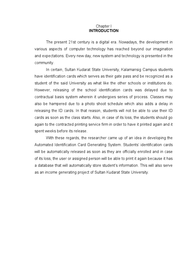 Automated Identification Card Generating System | PDF | Identity ...