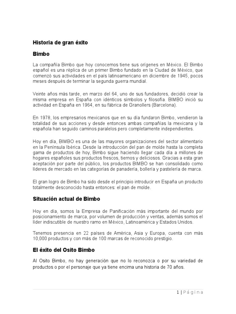 Historia de Gran Éxito BIMBO | PDF | El plastico | México
