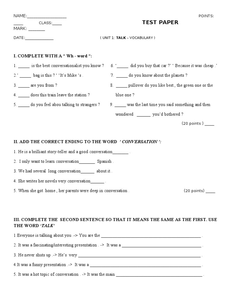 English Vocabulary Test | PDF