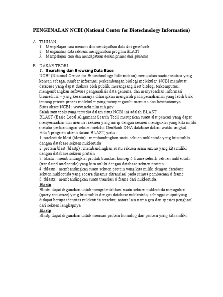 Panduan BLAST dan Desain Primer NCBI | PDF