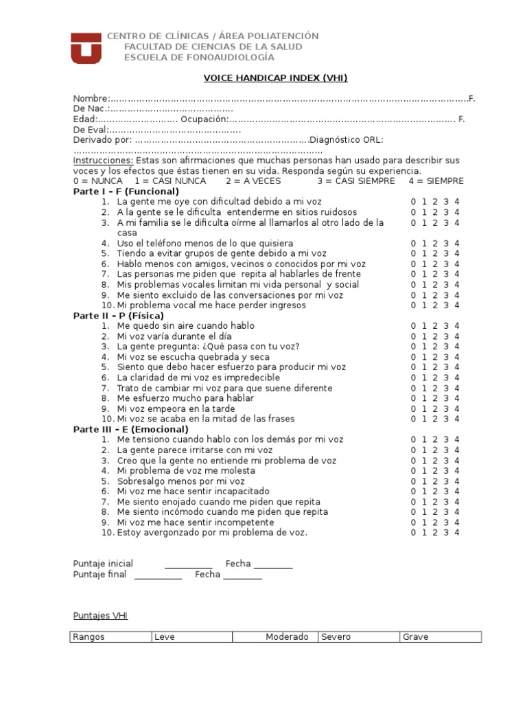 Voice Handicap Index | PDF
