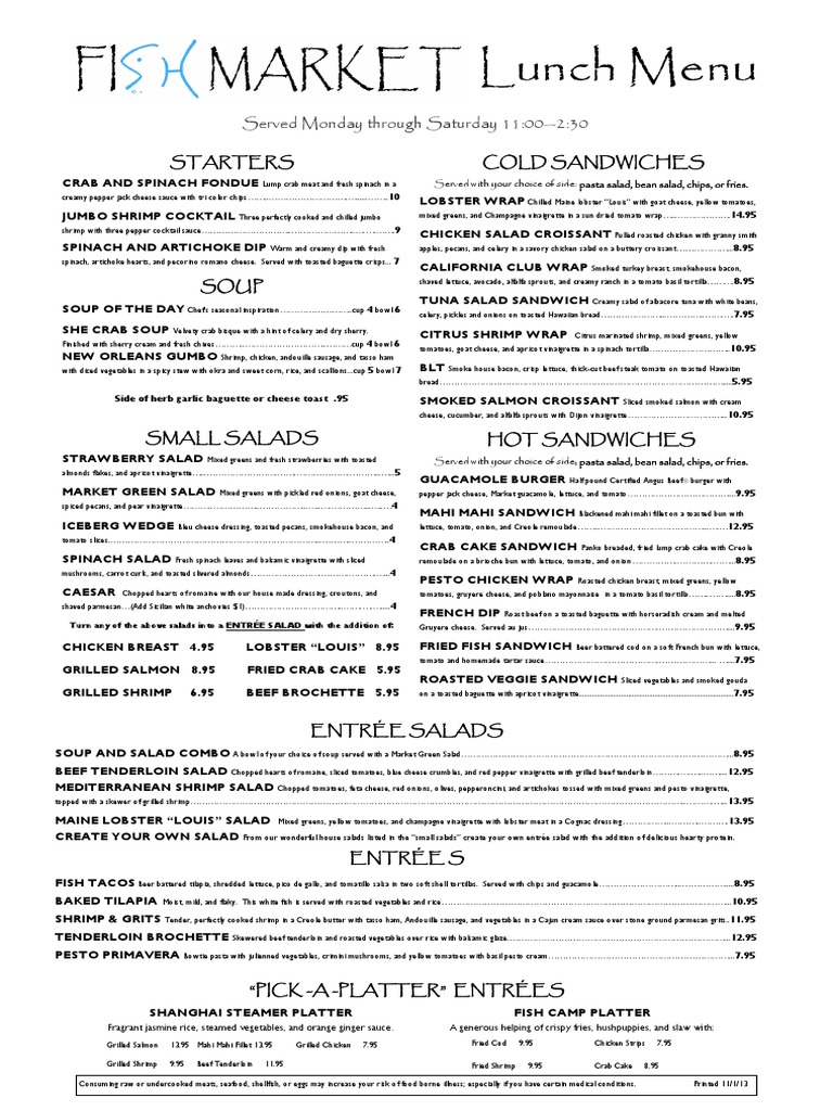 Lunch Menu: Starters Cold Sandwiches | PDF | Salad | Hamburgers