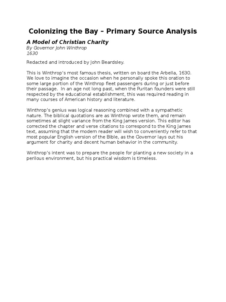 Winthrop's Christian Charity Blueprint | PDF | Moses | Religious ...