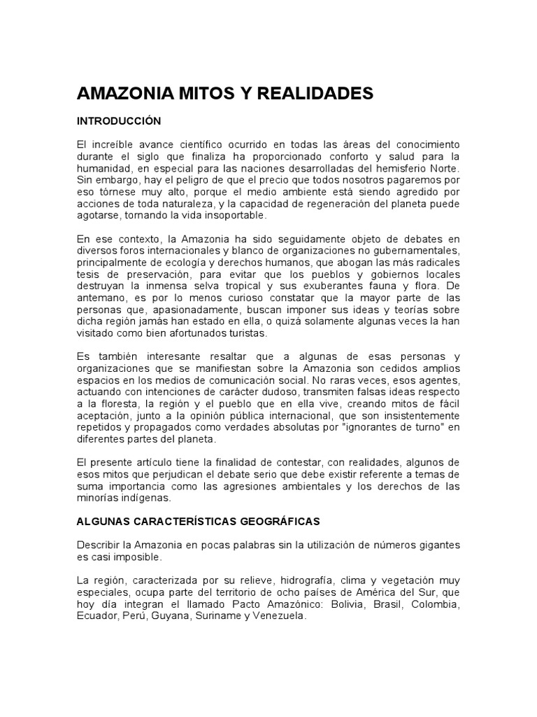 Amazonia Mitos y Realidades | PDF | Selva amazónica | Brasil