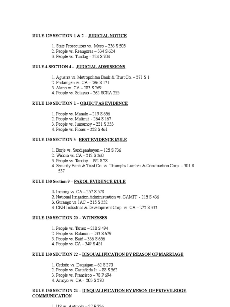 Evidence Case List | PDF | Virtue | Criminal Justice