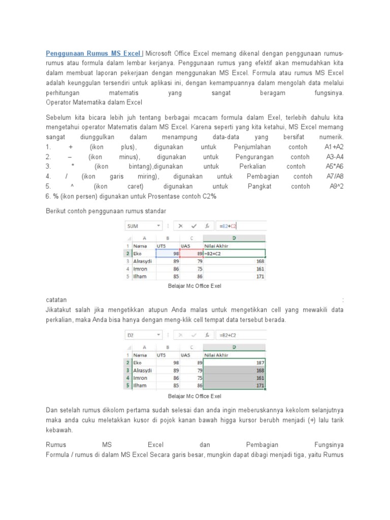 Penggunaan Rumus MS Excel HERU FN | PDF