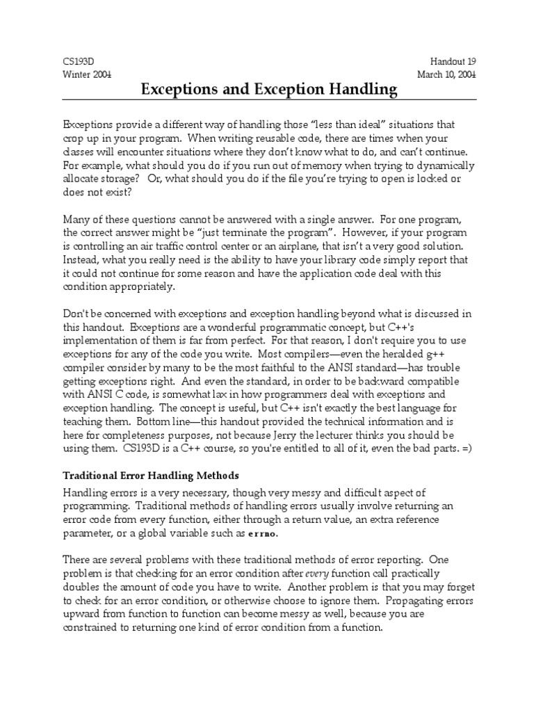 Exception Handling | PDF