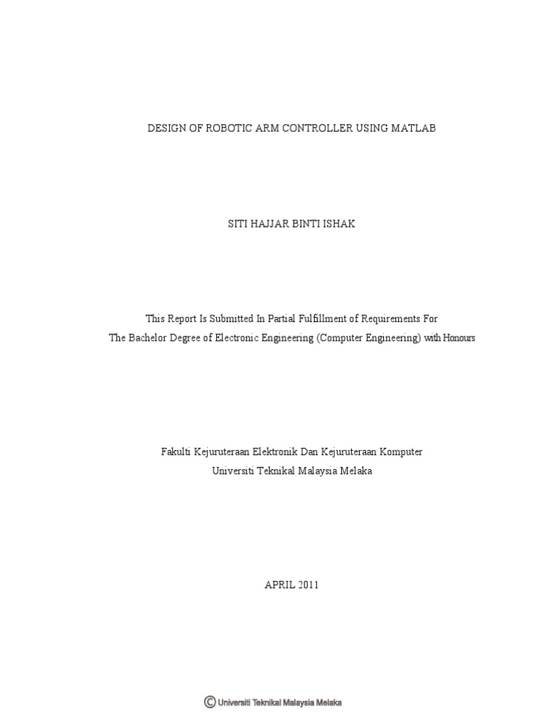 Design And Implementation Of A Robotic Arm Controller Using Matlab And Pic Microcontroller Pdf